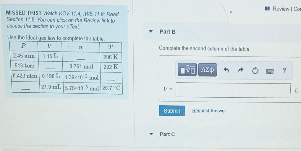 Solved Review Consta MISSED THIS? Watch KCV 11.4, IWE 11.6; | Chegg.com