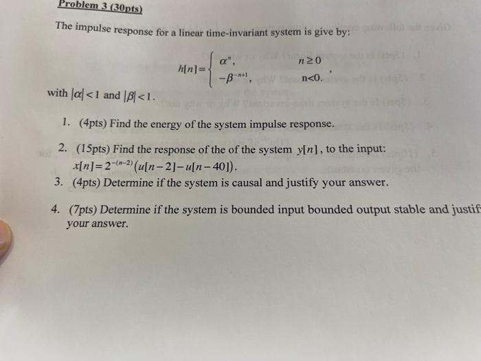 Solved The impulse response for a linear time-invariant | Chegg.com
