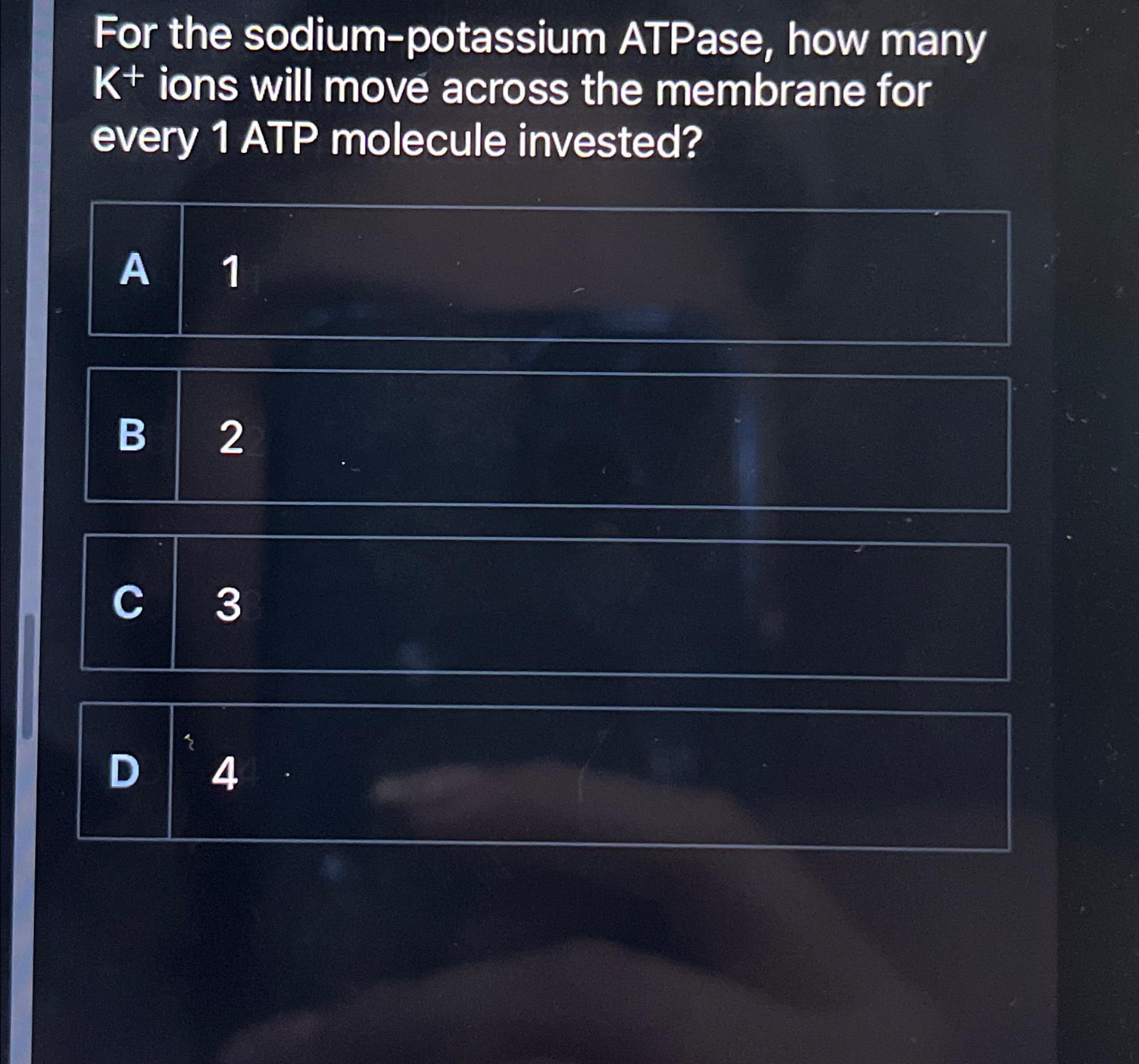 Solved For the sodium-potassium ATPase, how many K+ions will | Chegg.com