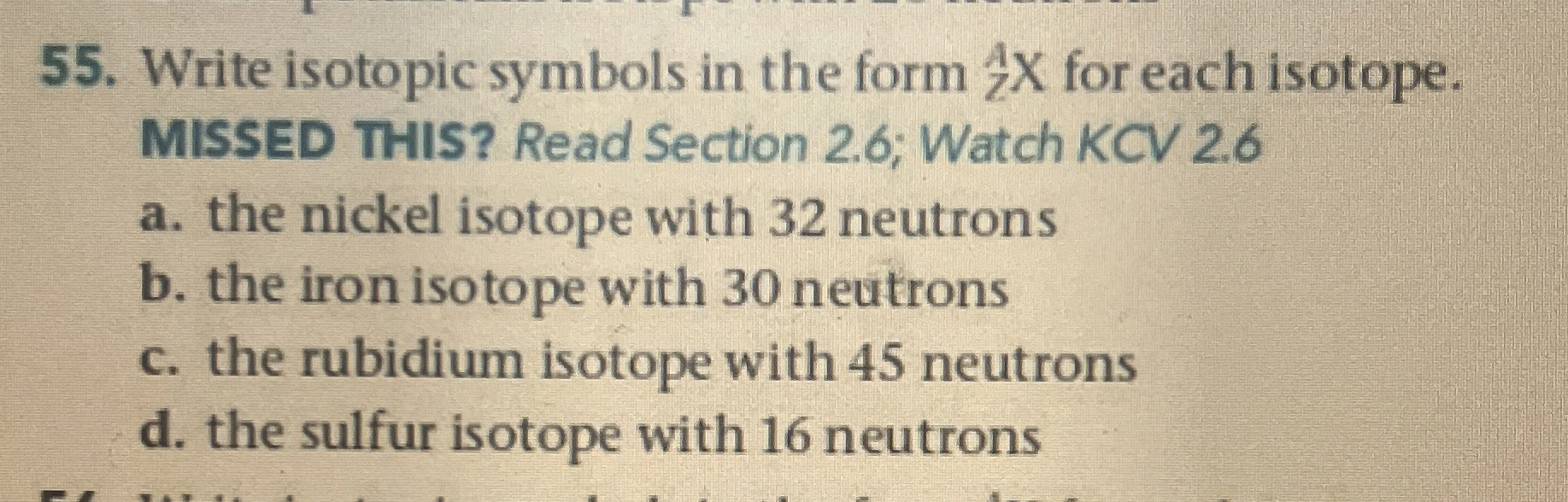 Write Isotopic Symbols In The Form Zax ﻿for Each 7205