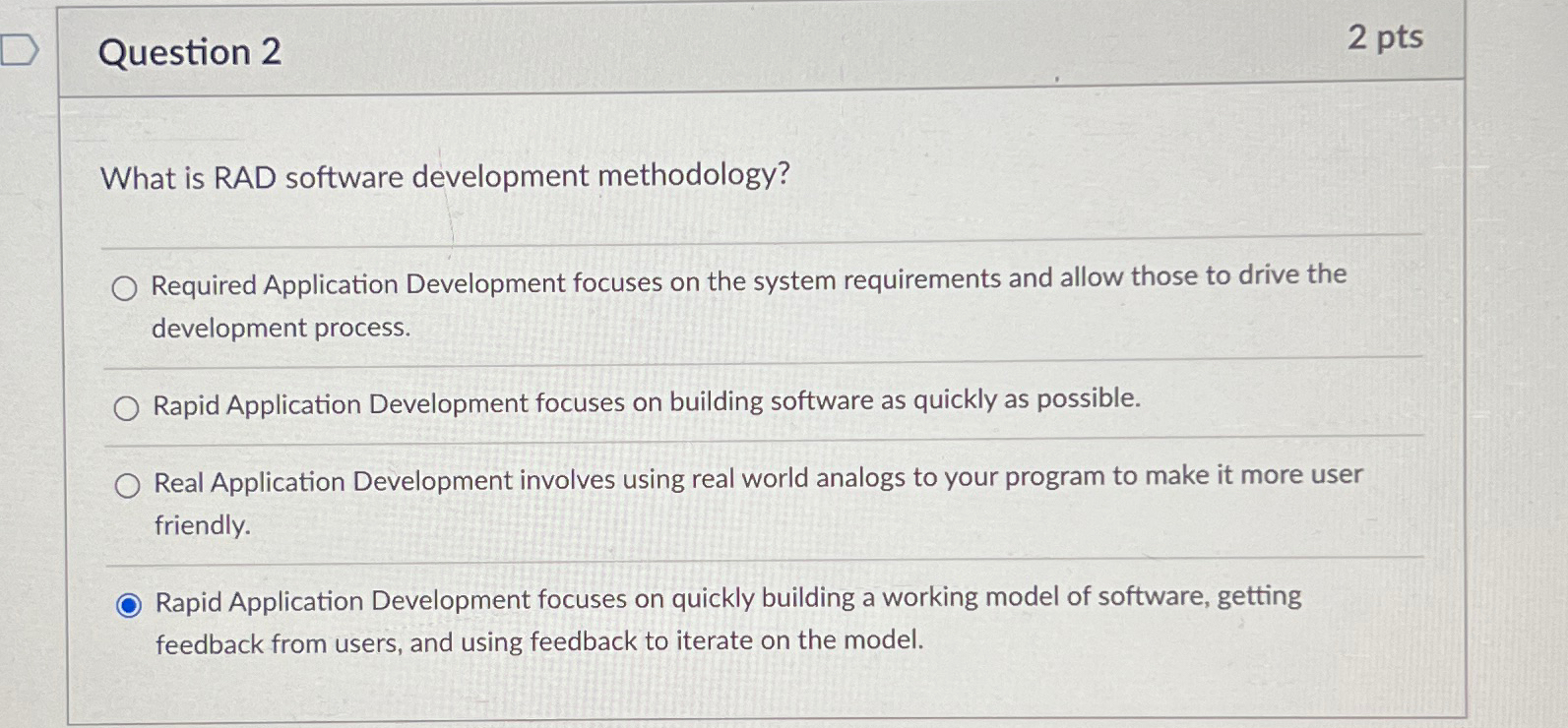 Solved Question 22ptsWhat is RAD software development | Chegg.com