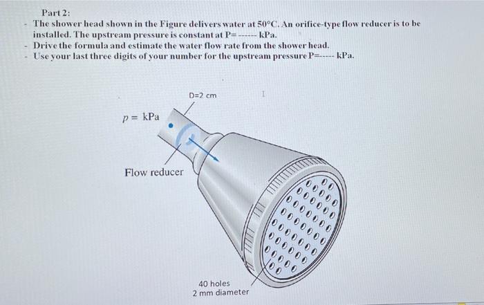 Solved Part 2: The shower head shown in the Figure delivers | Chegg.com