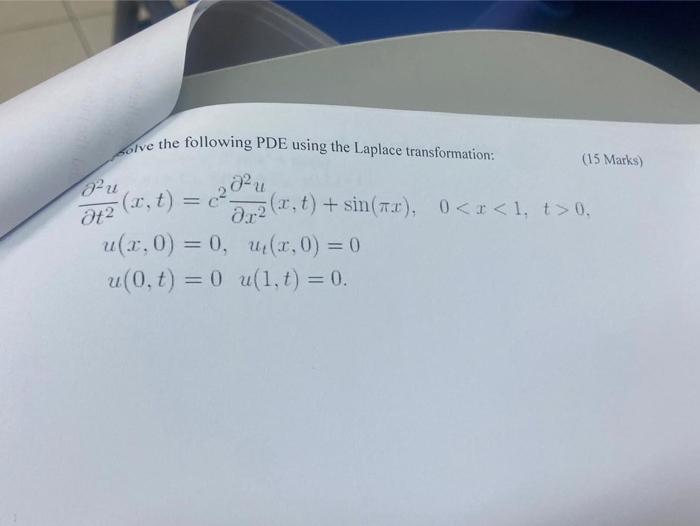 Solved folve the following PDE using the Laplace | Chegg.com