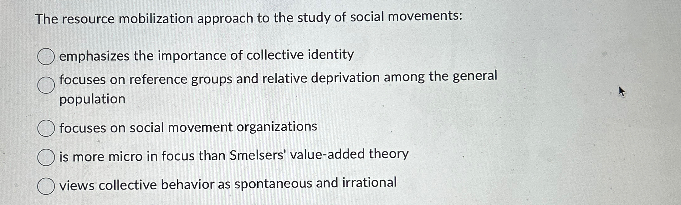 Solved The resource mobilization approach to the study of | Chegg.com