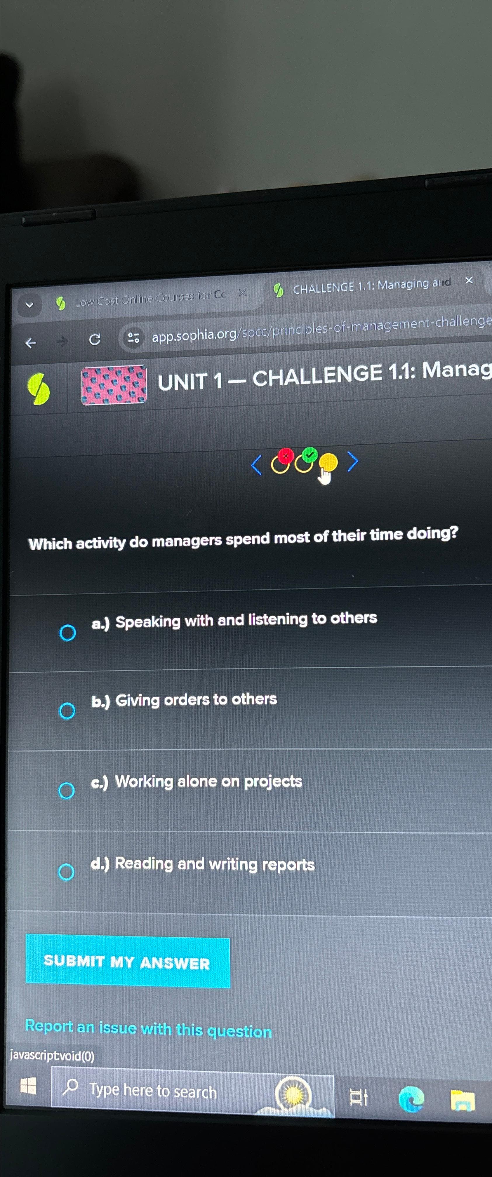 Solved UNIT 1 - ﻿CHALLENGE 1.1: ManagWhich activity do | Chegg.com