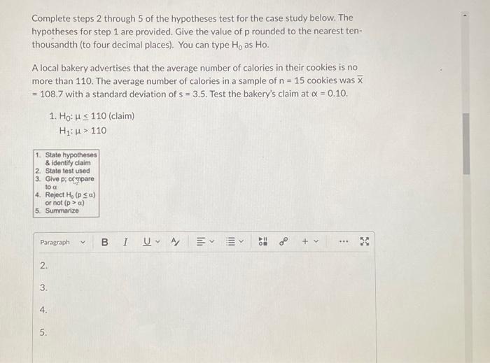 Solved Complete steps 2 through 5 of the hypotheses test for | Chegg.com
