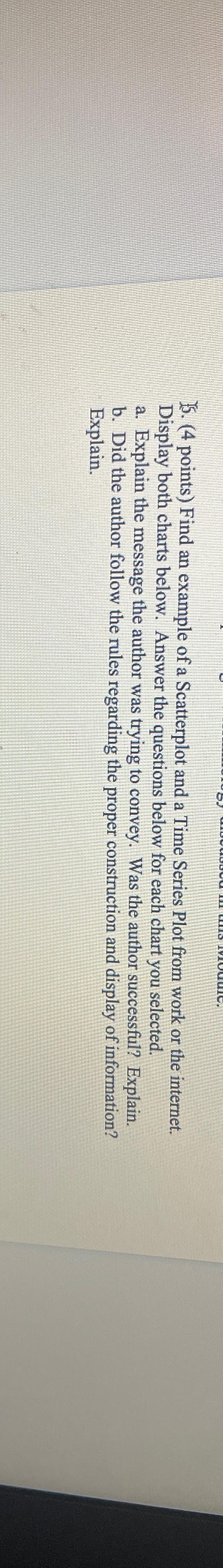Solved (4 ﻿points) ﻿Find an example of a Scatterplot and a | Chegg.com
