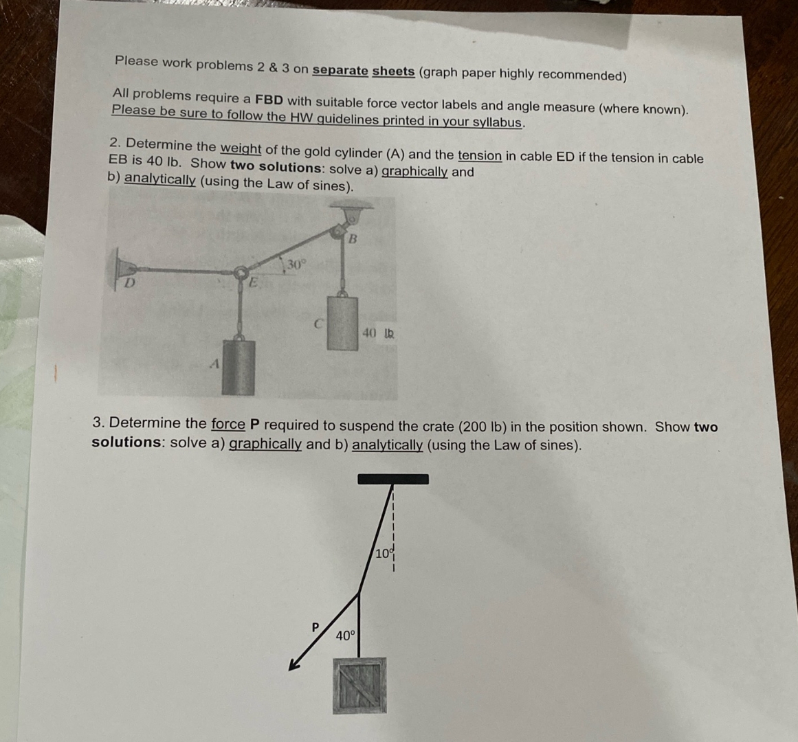 Solved Please work problems 2 & 3 on separate sheets (graph | Chegg.com