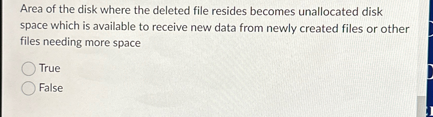 Solved Area of the disk where the deleted file resides | Chegg.com