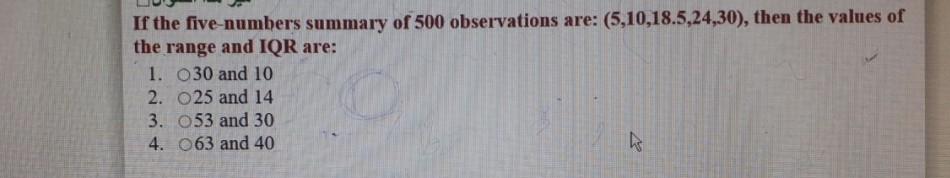Solved If the five-numbers summary of 500 observations are: | Chegg.com