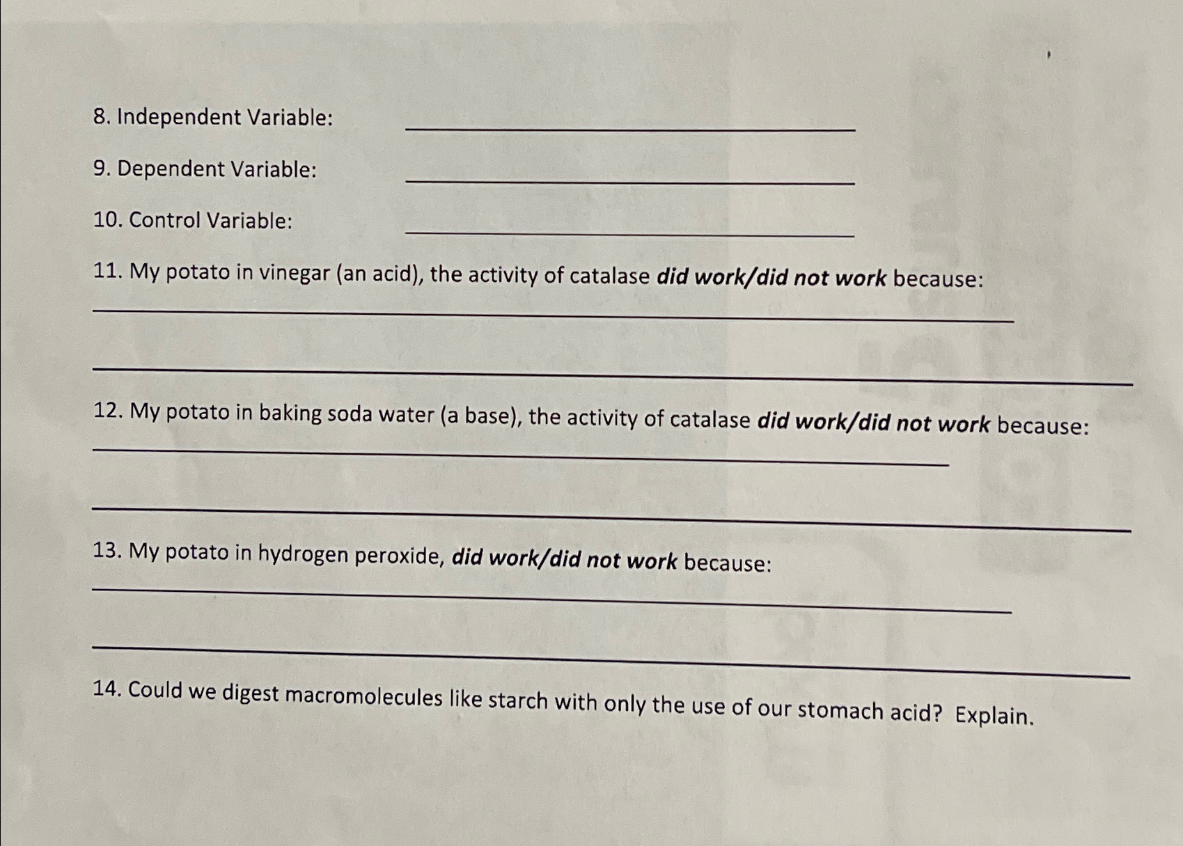 Solved Independent Variable:Dependent Variable:Control | Chegg.com