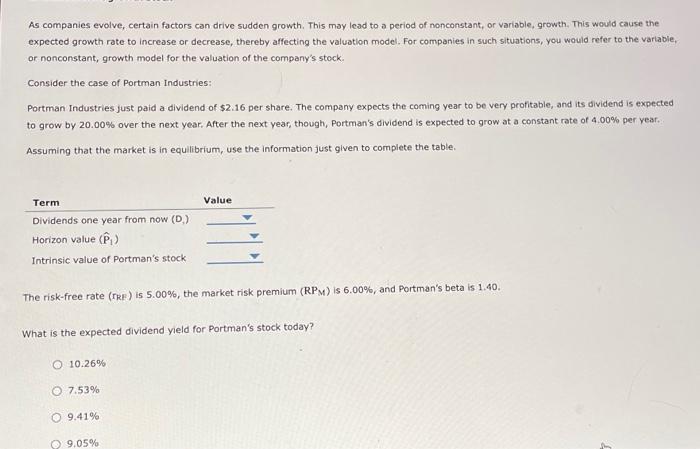 Solved As companies evolve, certain factors can drive sudden | Chegg.com