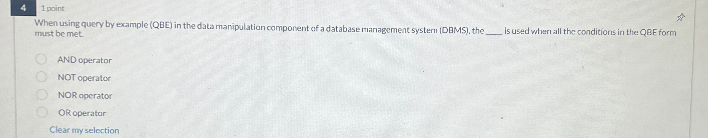 Solved 1 ﻿pointWhen using query by example (QBE) ﻿in the | Chegg.com