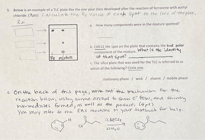 Solved 5. Below is an example of a TLC plate like the one | Chegg.com
