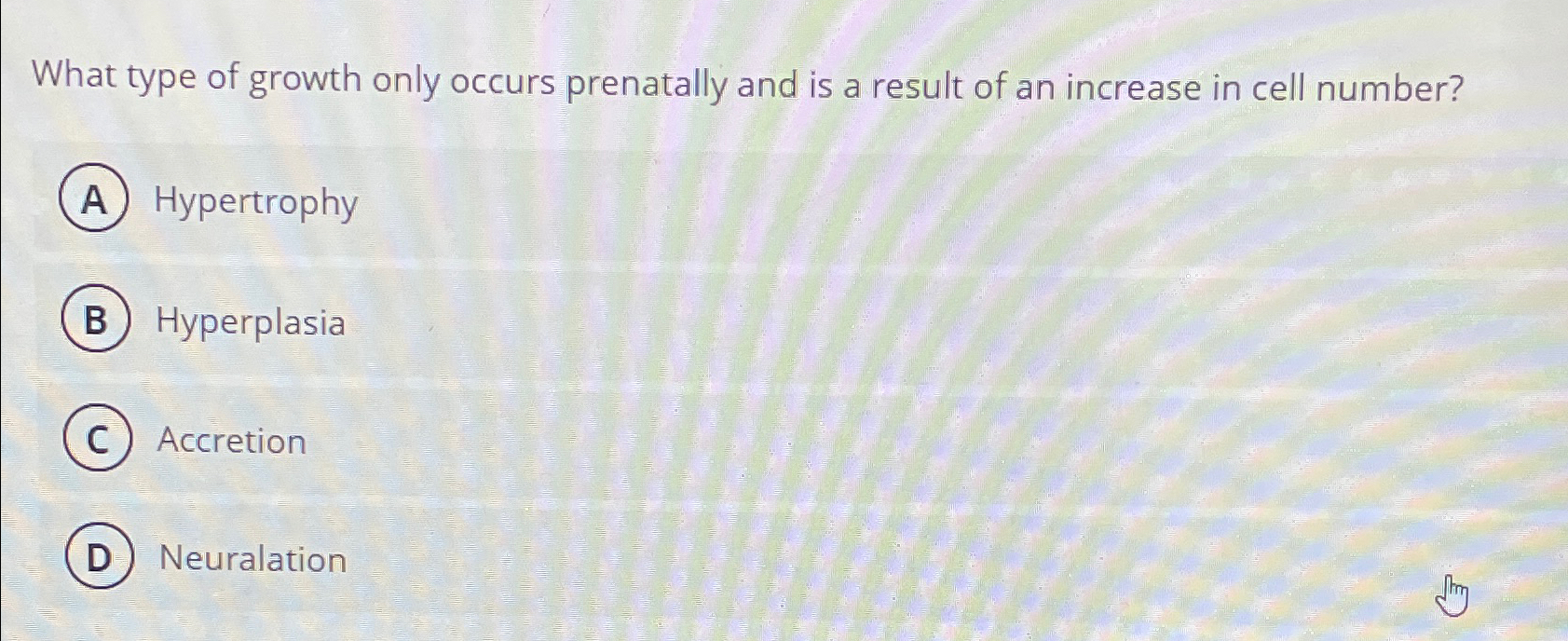 Solved What type of growth only occurs prenatally and is a | Chegg.com