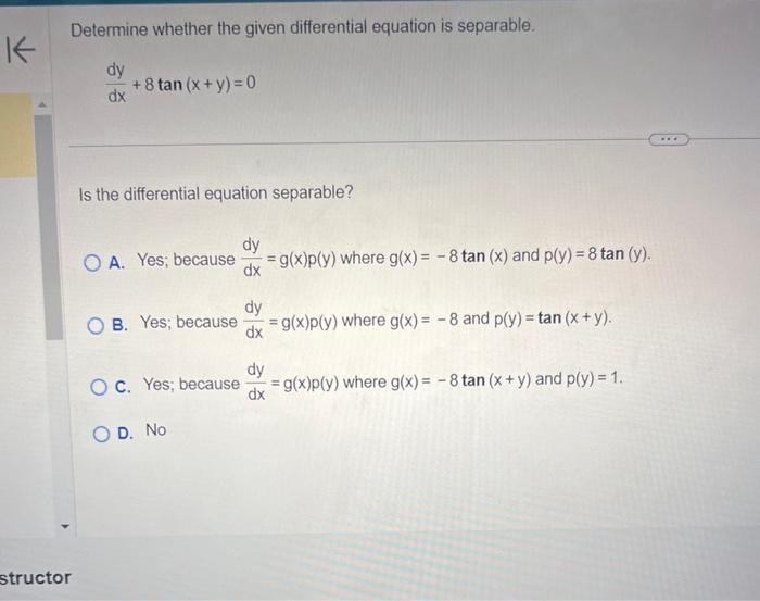 Solved Determine Whether The Given Differential Equation Is