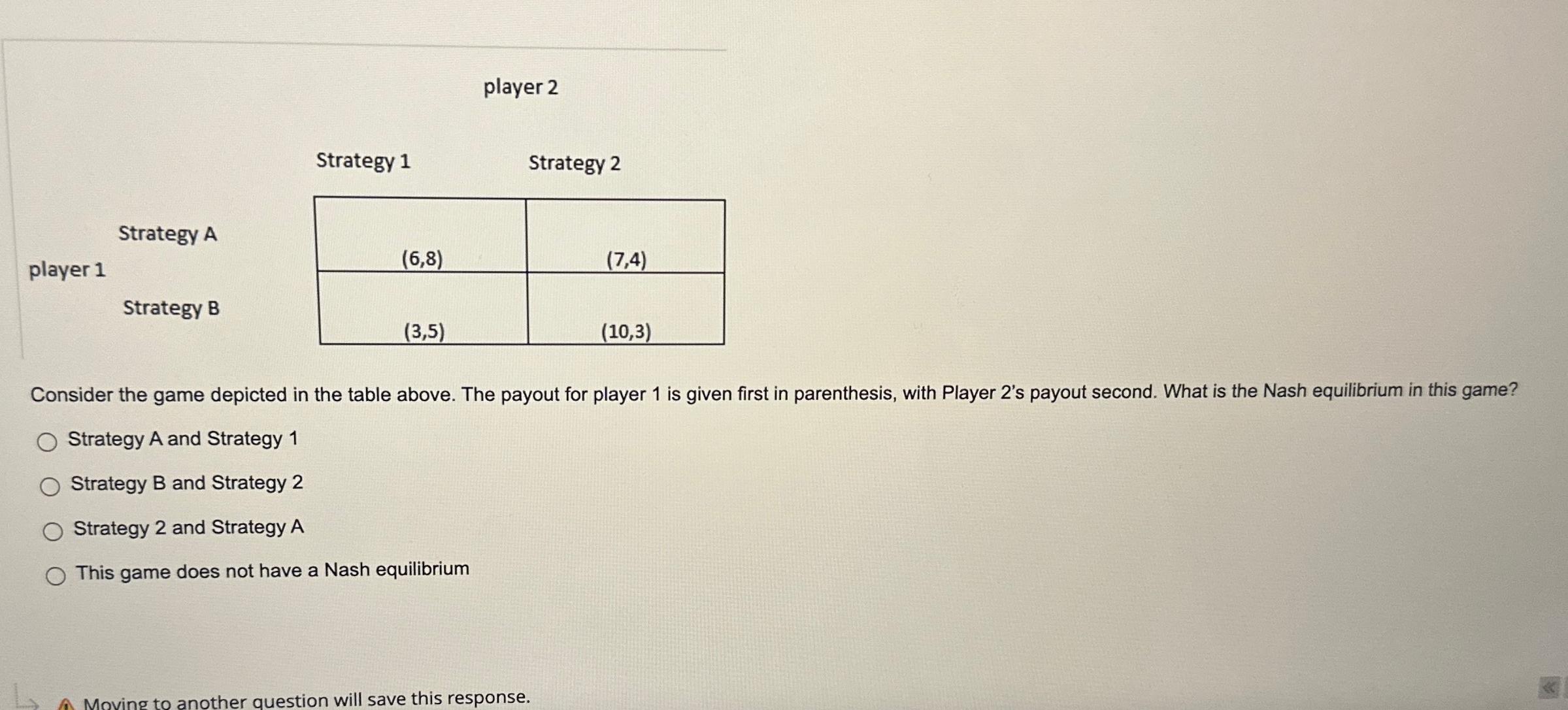 Solved player 2Strategy 1Strategy 2Strategy A player | Chegg.com