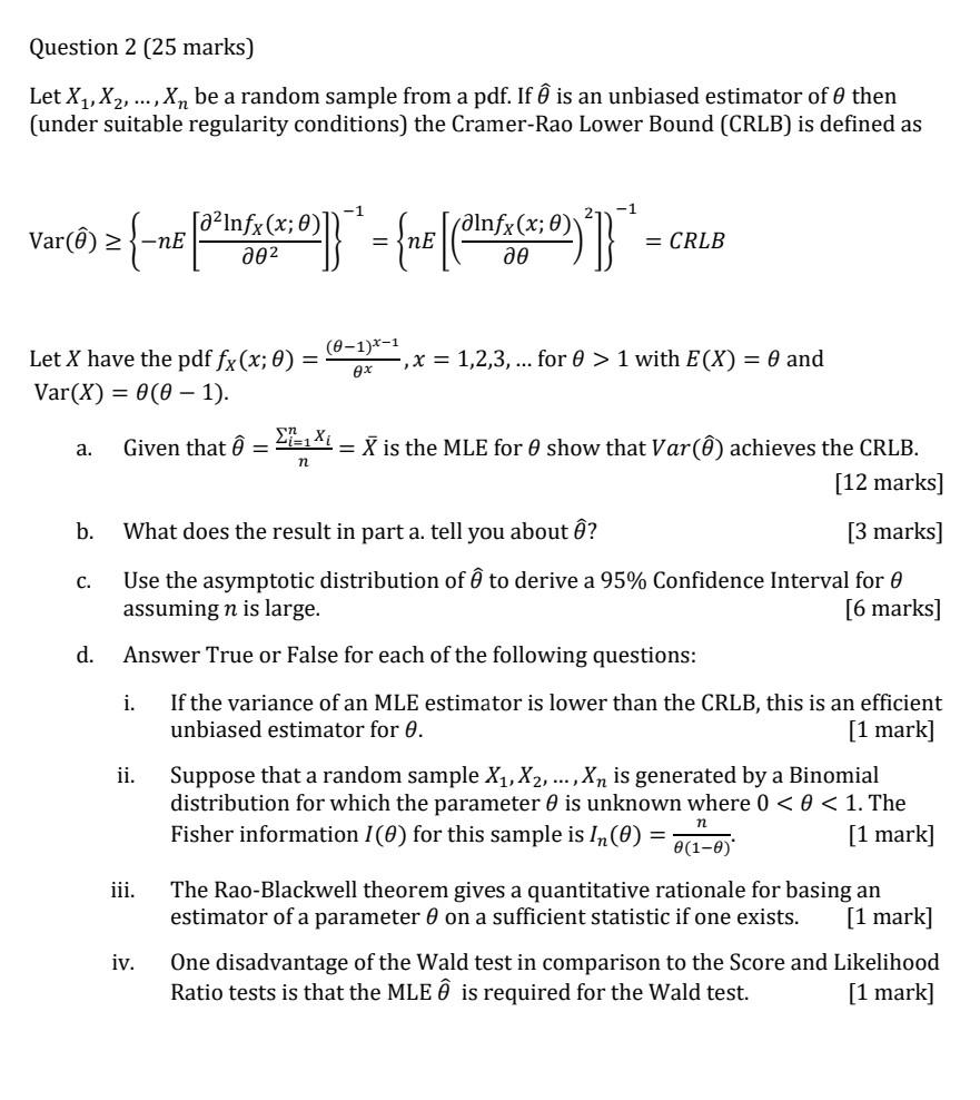 Solved Let X1,X2,…,Xn be a random sample from a pdf. If θ^ | Chegg.com