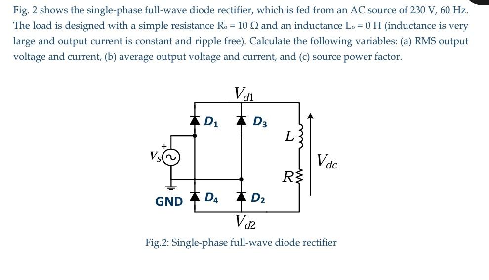 Solved Fig. 2 shows the single-phase full-wave diode | Chegg.com