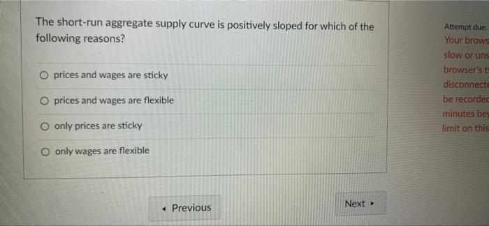 Solved The short-run aggregate supply curve is positively | Chegg.com