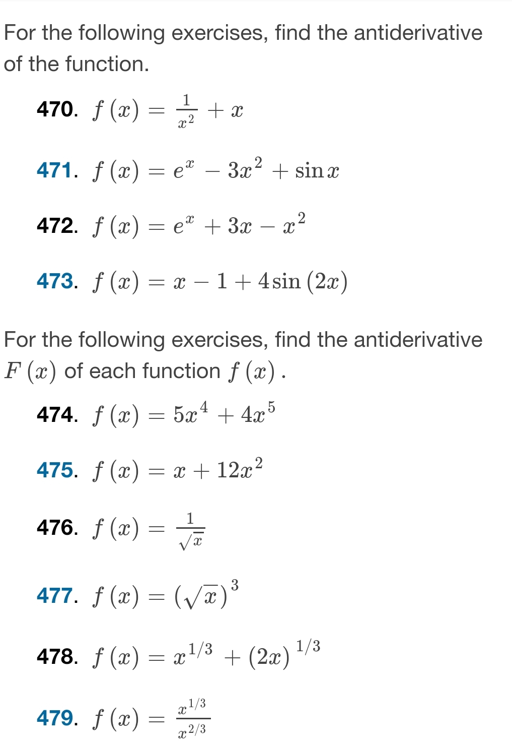 For the following exercises, find the antiderivative | Chegg.com