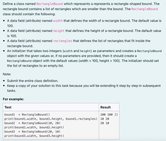 Solved Define a class named Rectang leBound which represents | Chegg.com