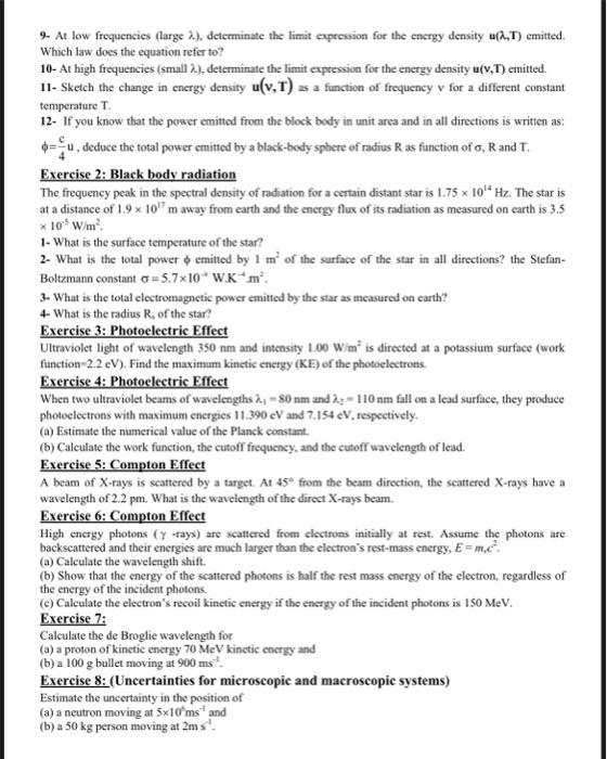 Solved Exercise 1: Black body radiation The black body can | Chegg.com
