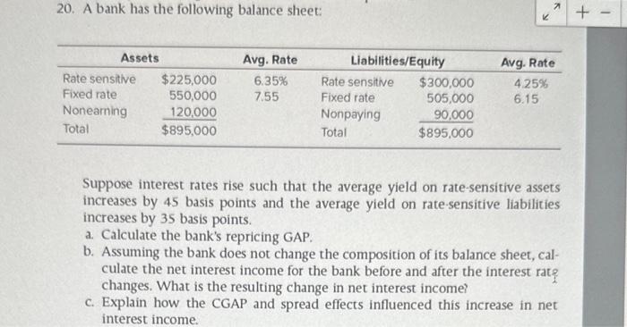 Solved 20. A bank has the following balance sheet: Suppose | Chegg.com