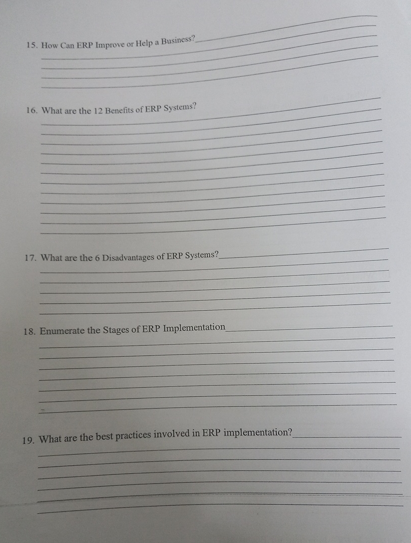 Solved How can ERP improve or help a business?What are the | Chegg.com