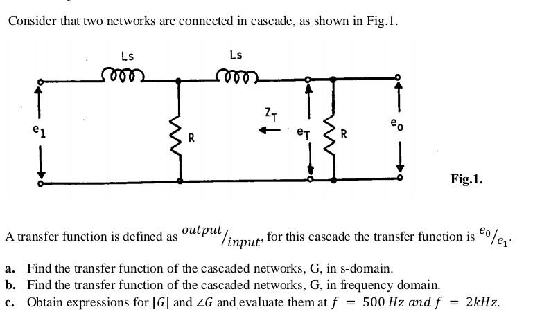 Solved Consider that two networks are connected in cascade, | Chegg.com