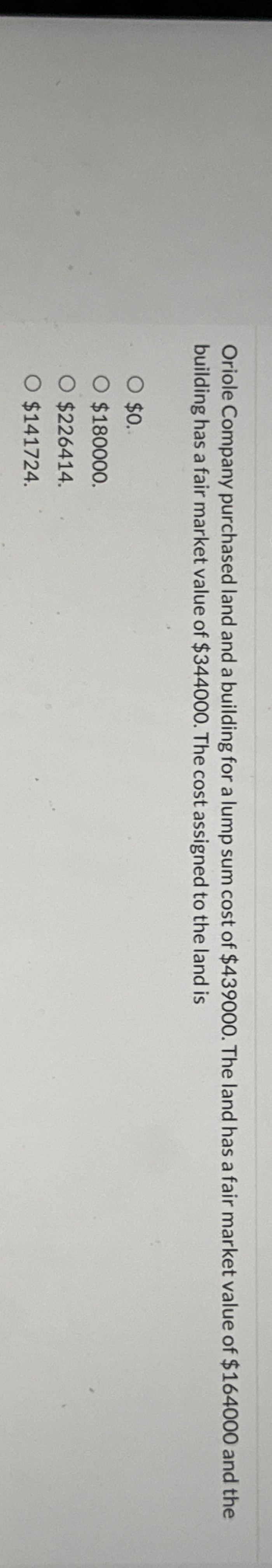 Solved Oriole Company purchased land and a building for a | Chegg.com