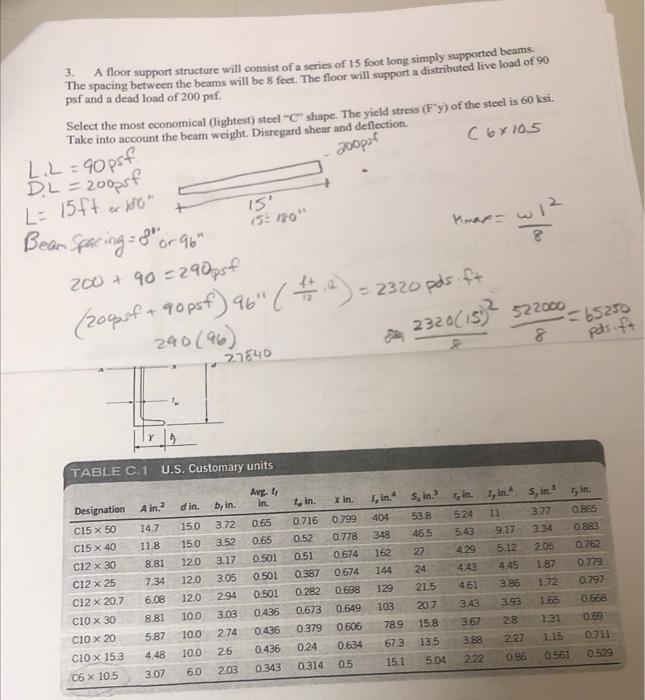Solved 3. A floor support structure will consist of a series | Chegg.com