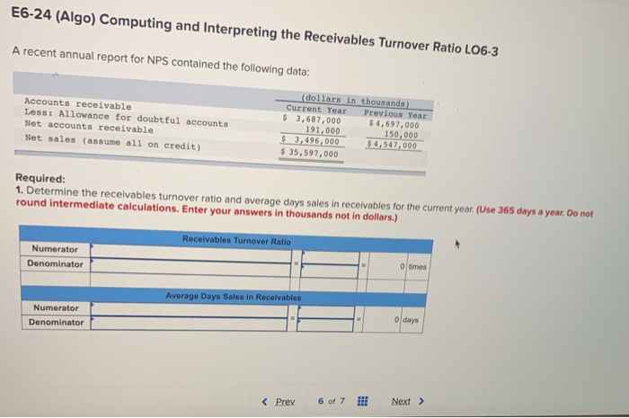 Solved E6-24 (Algo) Computing and Interpreting the | Chegg.com