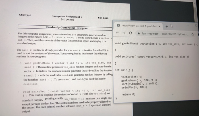 Solved Csci 340 Computer Assignment 40 Points Fall 2019