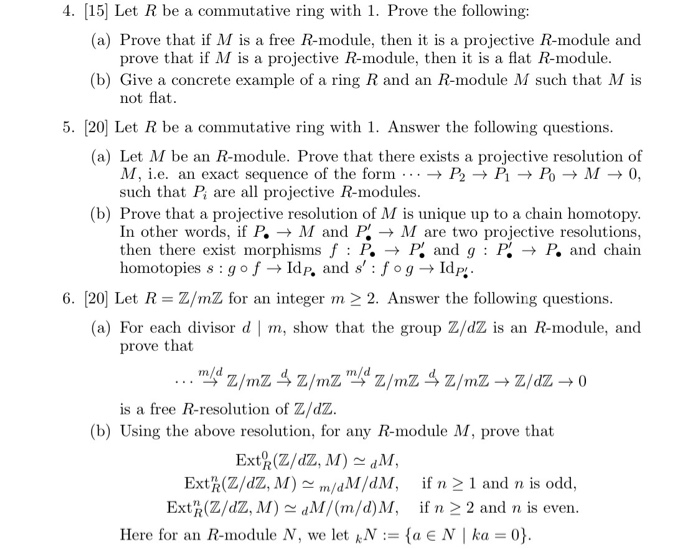 Solved 4. (15 Let R be a commutative ring with 1. Prove the | Chegg.com