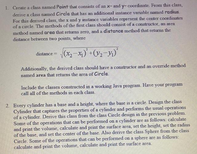 Solved 1. Create a class named Point that consists of ani - | Chegg.com
