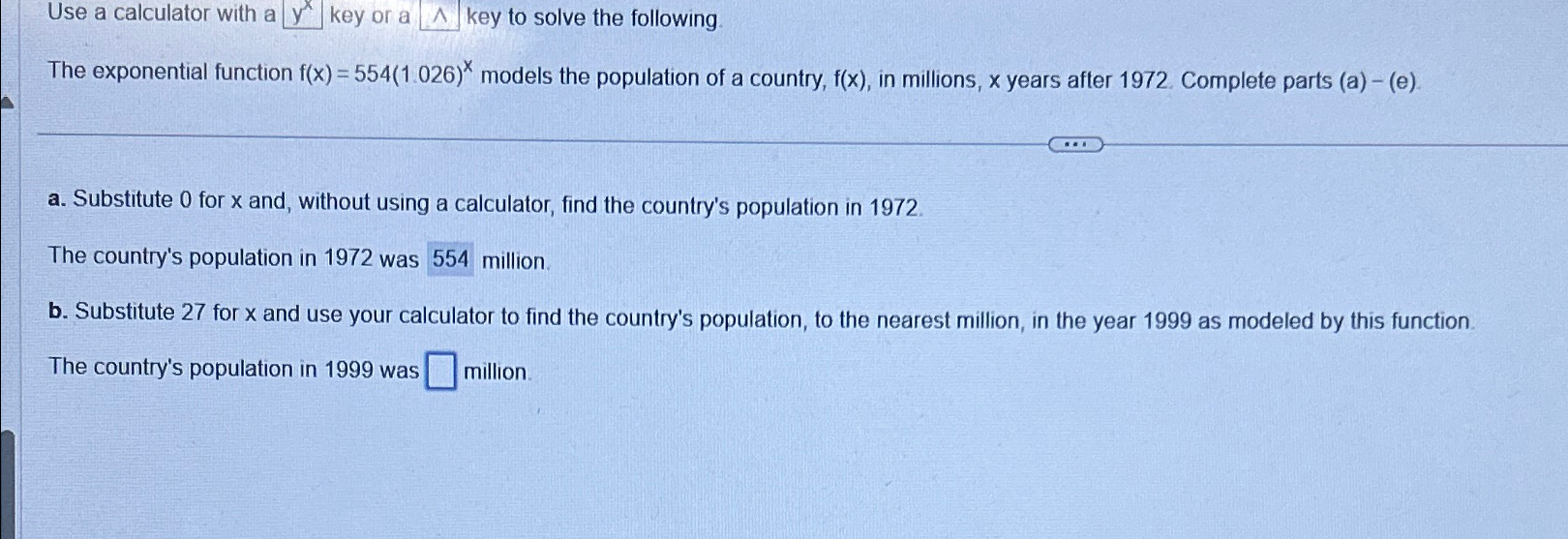 Solved Use a calculator with a yx ﻿key or a ?????? ﻿key to | Chegg.com