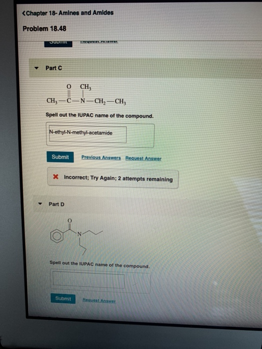 Solved write the iupac name for each of the following amides | Chegg.com