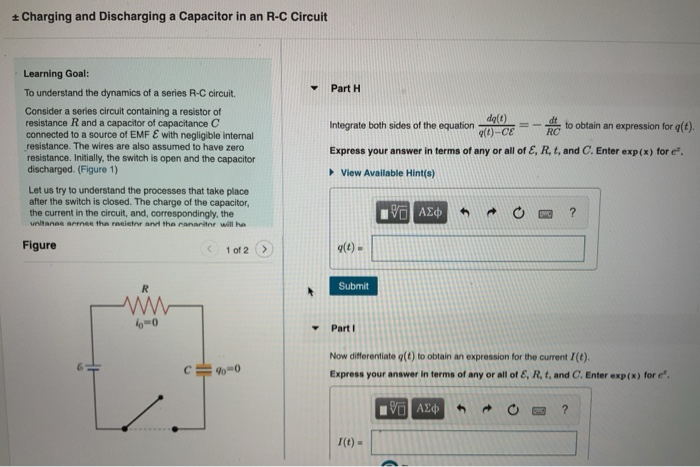 Solved Charging and Discharging a Capacitor in an R-C | Chegg.com