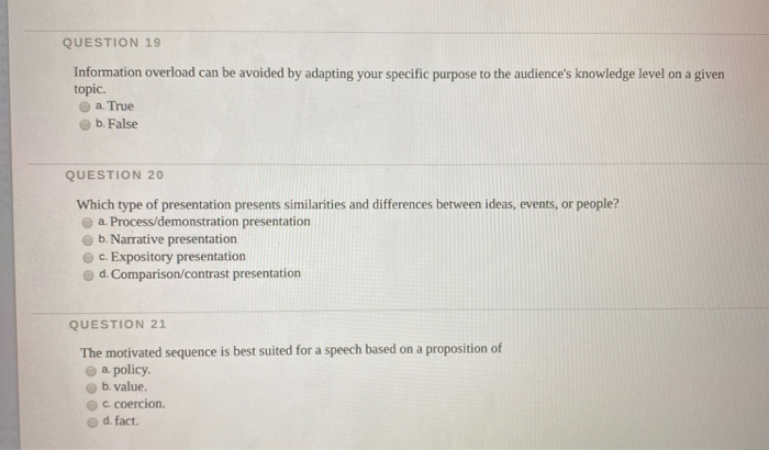 Solved QUESTION 19 Information overload can be avoided by | Chegg.com