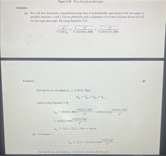 Solved 3.12.3. Redo Example 3.10 using the Hazen-Williams | Chegg.com