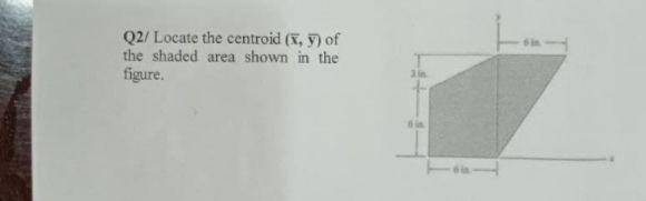 Solved Q2/ Locate the centroid (x, y) of the shaded area | Chegg.com