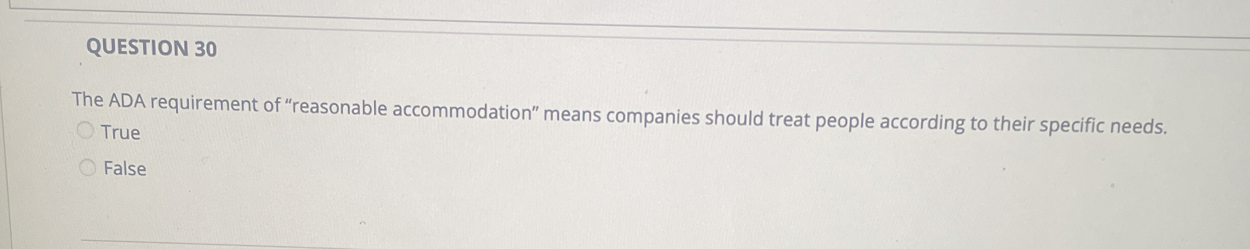 Solved QUESTION 30The ADA requirement of "reasonable | Chegg.com