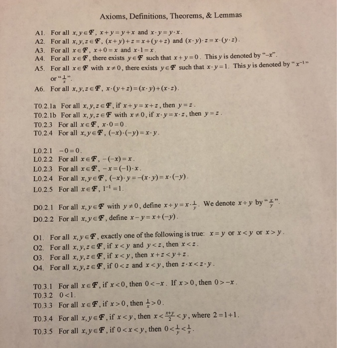 Solved Use the axioms, definitions, theorems and lemmas to | Chegg.com