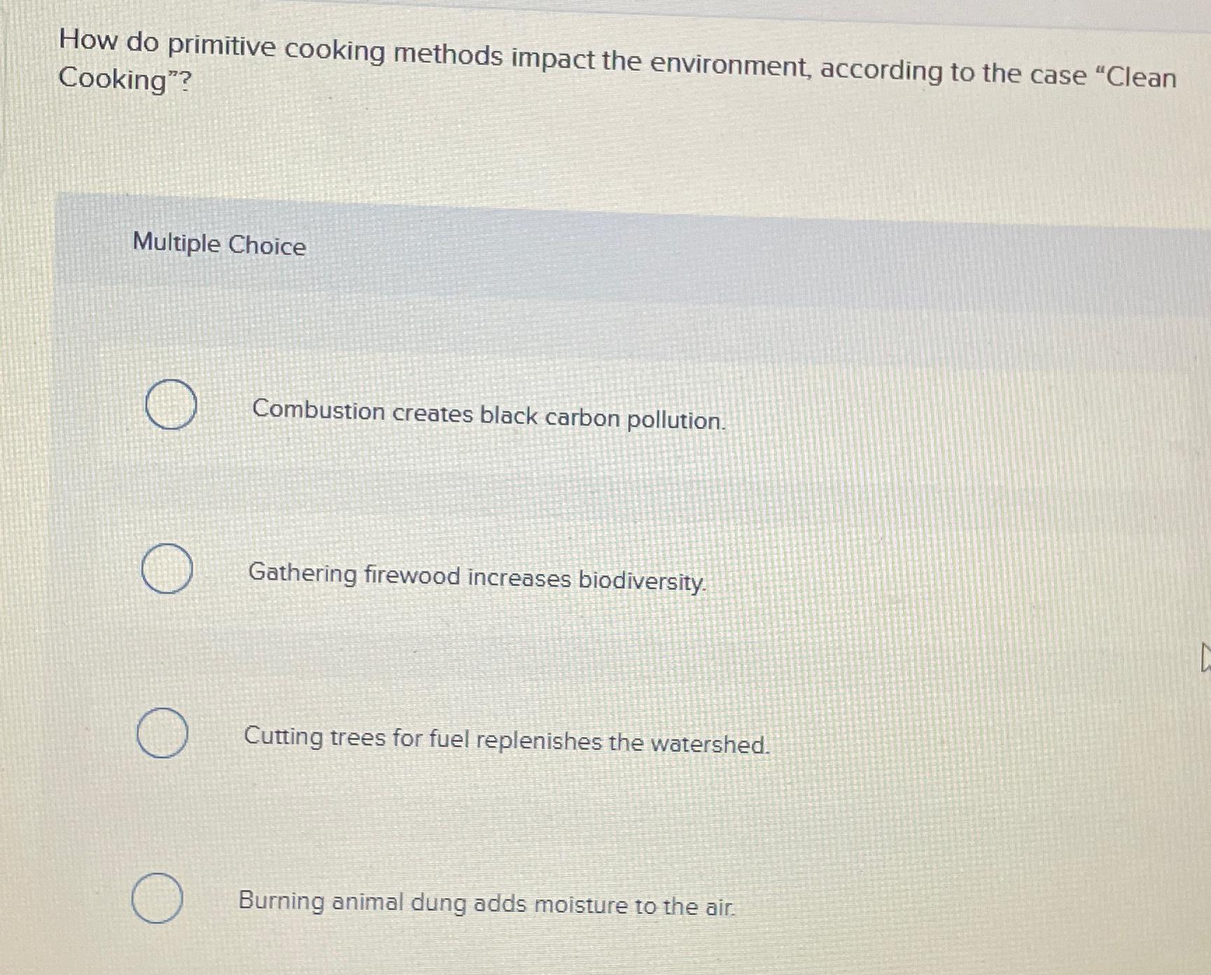 Solved How do primitive cooking methods impact the | Chegg.com