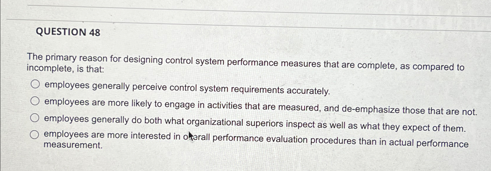 Solved QUESTION 48The primary reason for designing control | Chegg.com