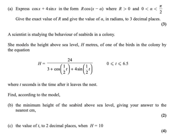 Solved 71 (a) Express cosx + 4 sinx in the form Rcos(x - a) | Chegg.com