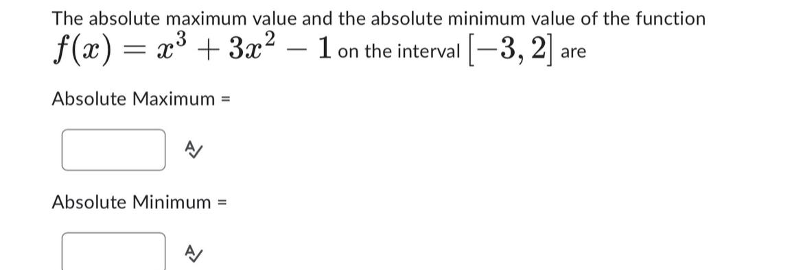 Solved The absolute maximum value and the absolute minimum | Chegg.com