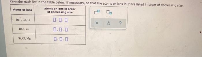 Solved Re-order each list in the table below, if necessary, | Chegg.com