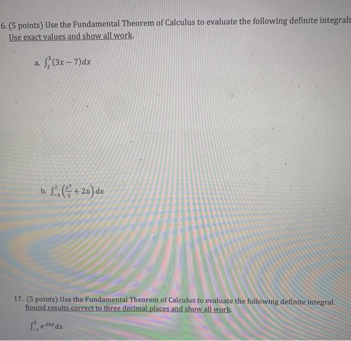 Solved 6. (5 points) Use the Fundamental Theorem of Calculus | Chegg.com
